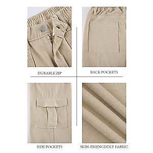 Zucige Women High Waisted Cargo Pants Y2K Baggy Stretchy Wide Leg Loose Fit Combat Military Trouser with Pocket Khaki L
