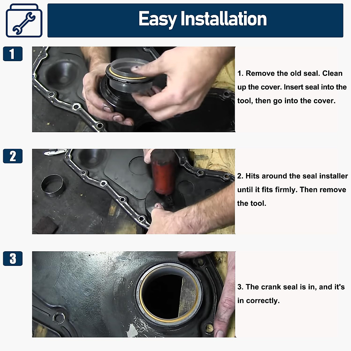 1338 Front Cover Crankshaft Seal Installer &5046 Wear Sleeve Installer Tool Kit For Cummins 3.9L 5.9L 6.7L Replace OE 1338/3824498, 5046/3824500