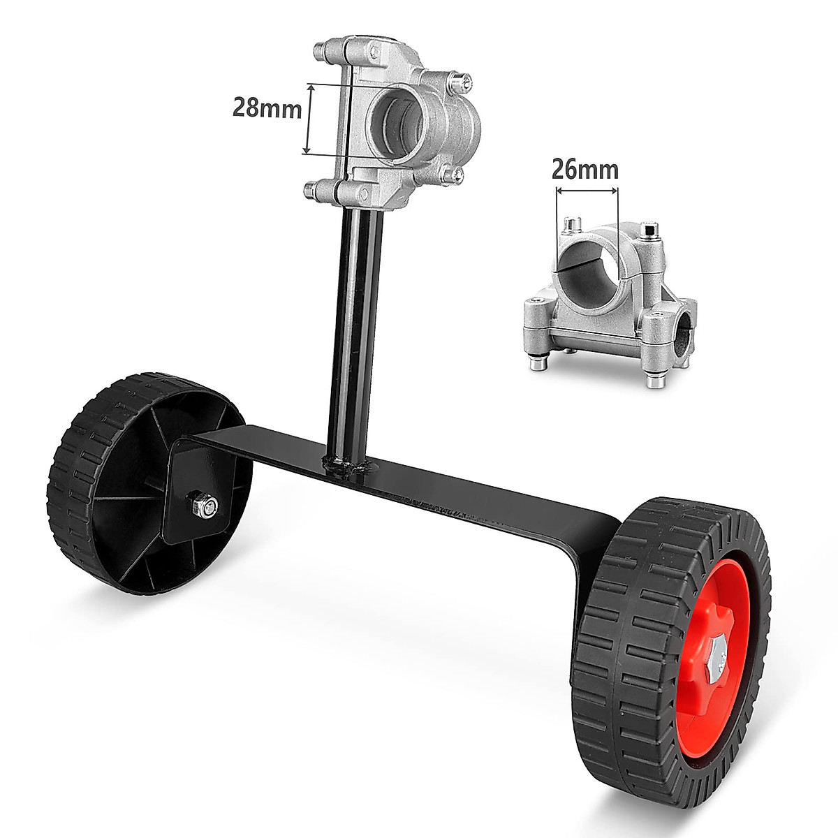 KALAWW Adjustable String Trimmer Support Wheel Attachment 28mm(1.1 inch) and 26mm(1inch) for Weed String Trimmer Grass Cutter Parts Gas String Trimmer Petrol/Electric Brushcutter Strimmer