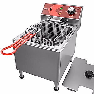 EGGKITPO Deep Fryer with Basket Commercial Deep Fryer 12L Electric Countertop Fryer Stainless Steel Deep Fryers for Restaurant Home Use with Extra Large Frying Basket and Lid, 120V, 1800W