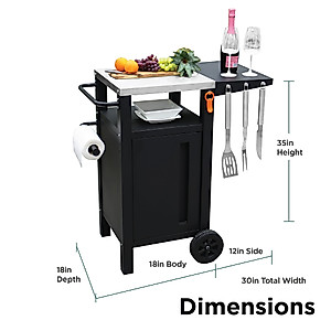 EMBERLI Grill Cart Outdoor with Storage, Modular BBQ Cart, Bar Patio Kitchen Island Prep Stand Cabinet