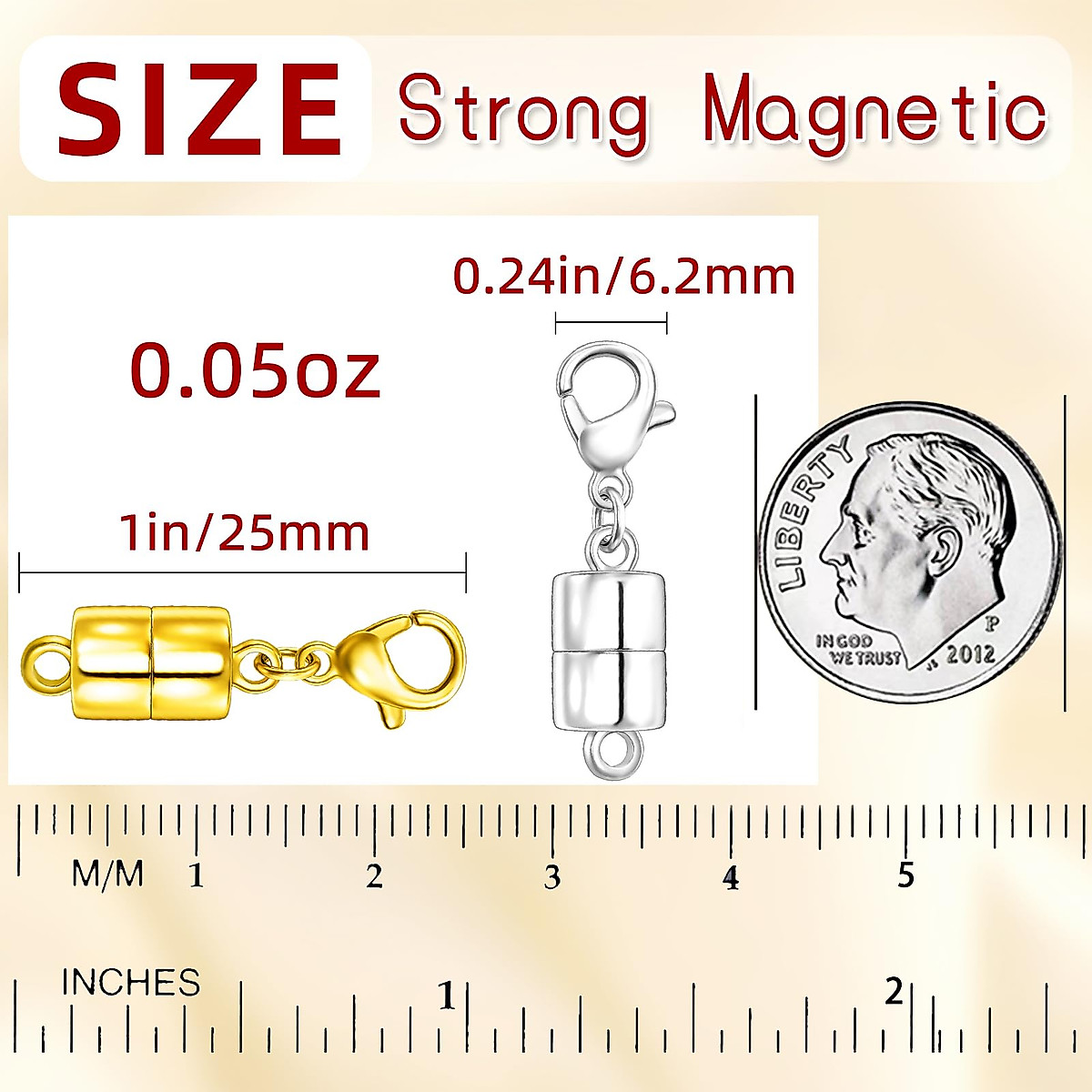 MKCYD Magnetic Necklace Clasps with Lobster Clasp,14K Gold and Silver Magnetic Jewelry Clasps for Necklaces Extender Magnetic Clasp Bracelet Closures