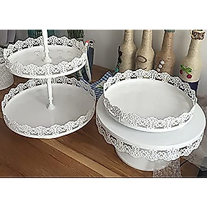 TOPZEA Set of 4 Cake Stands, White Metal Cupcake Holder Tray Dessert Buffet Treat Table Stands Platter Set Tiered Serving Tower Cake Pop Fruit Display Plates for Wedding, Party, Birthday, Anniversary
