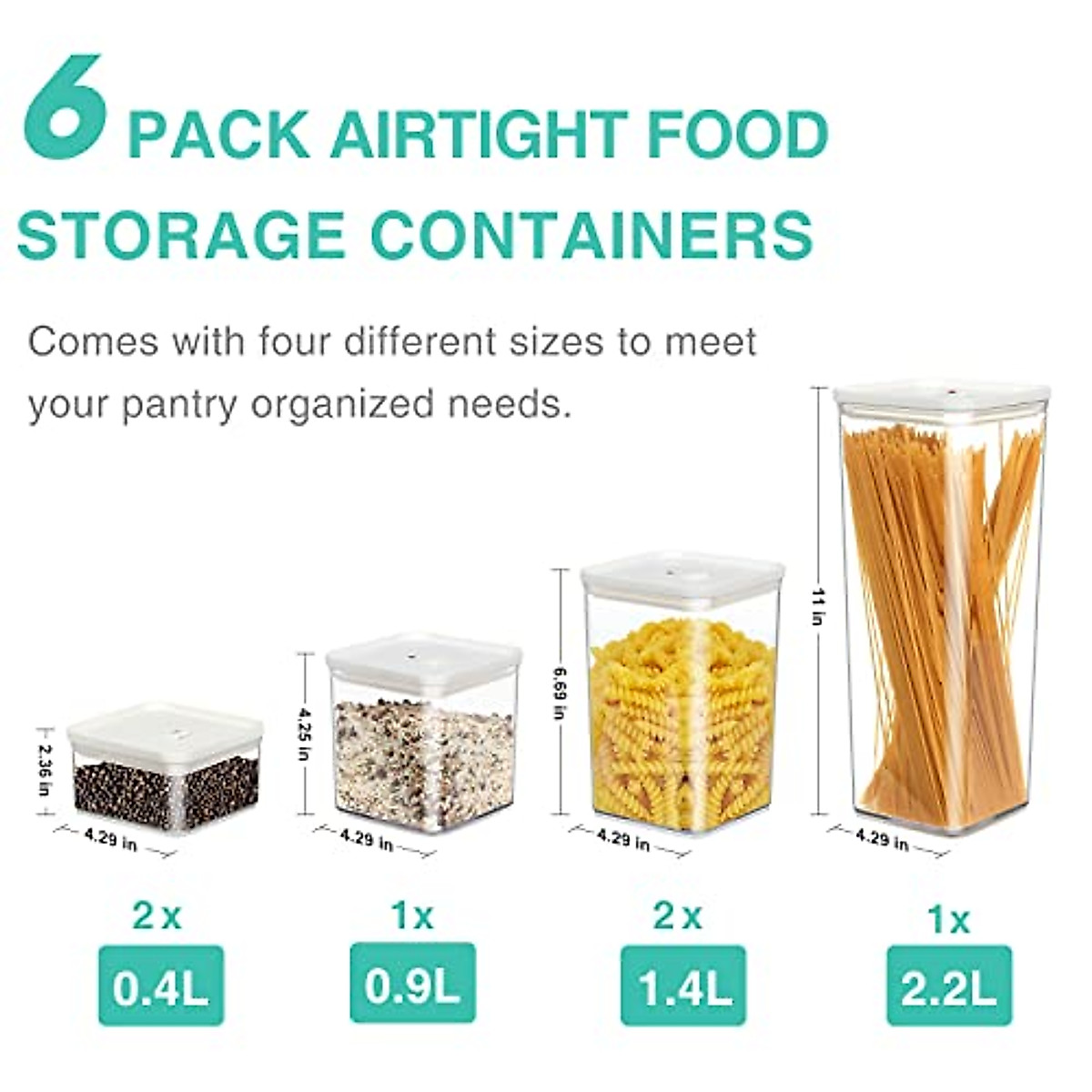 TBMax Dog Treat Container with Airtight Lids | 6 Pieces Plastic Dog Food Storage Containers Set | Pet Treat Jar for Dog Snacks Cat Treat Bird Seed