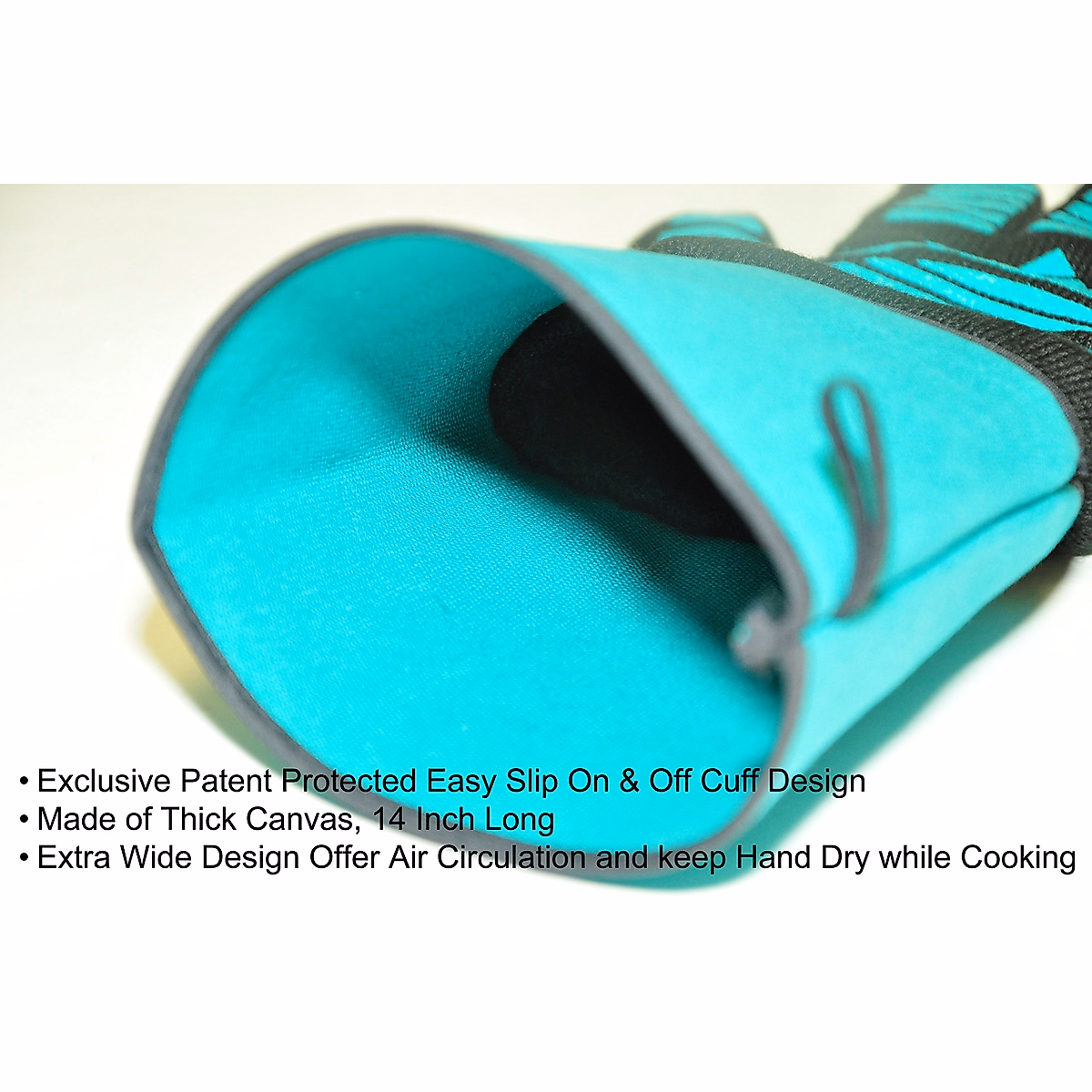 G & F 1685 1 Piece Heat Resistant BBQ Grilling Cooking Glove Mitt with Easy Slip on and off cuff, extra long and wide