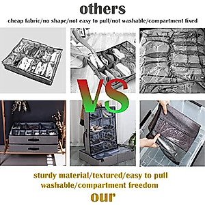 PORTMAXI Under Bed Shoe Storage Organizer, Extra Large, Adjustable Dividers, Fits 12 Pairs, Under Bed Storage Solution(Grey)