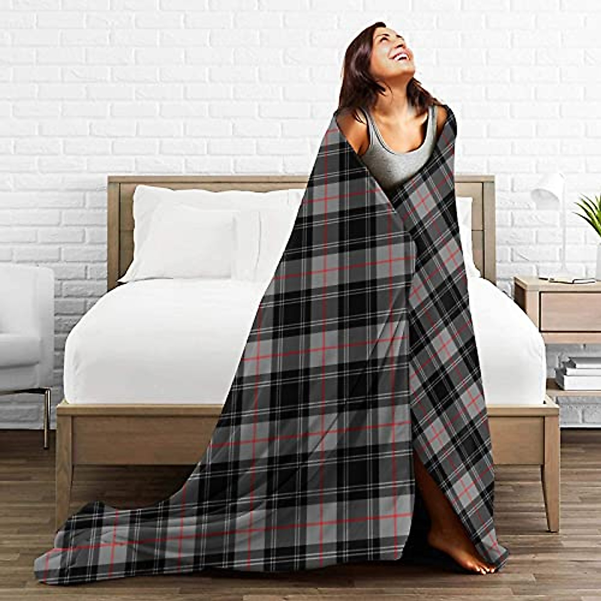 Throw Blanket Ultra-Soft Modern Tartan of The Scottish Clan Moffat Blanket Bed Blanket Quilt Durable Home Decor Fleece Blanket Sofa Blanket Luxurious Carpet for Men Women Kids 80"X60"