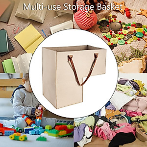 DLOULP Stair Basket with Leather Handles Felt L-Shape Large Capacity Stair Step Bag Foldable Staircase for Clothes