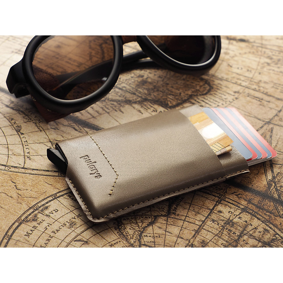 PULARYS GOBI Wallet - Made of Italian Leather - RFID Protection - 2 Pockets for Banknotes - Holds up to 6 Cards - For Men & Women - Minimalist Design - Caffe Latte Colour