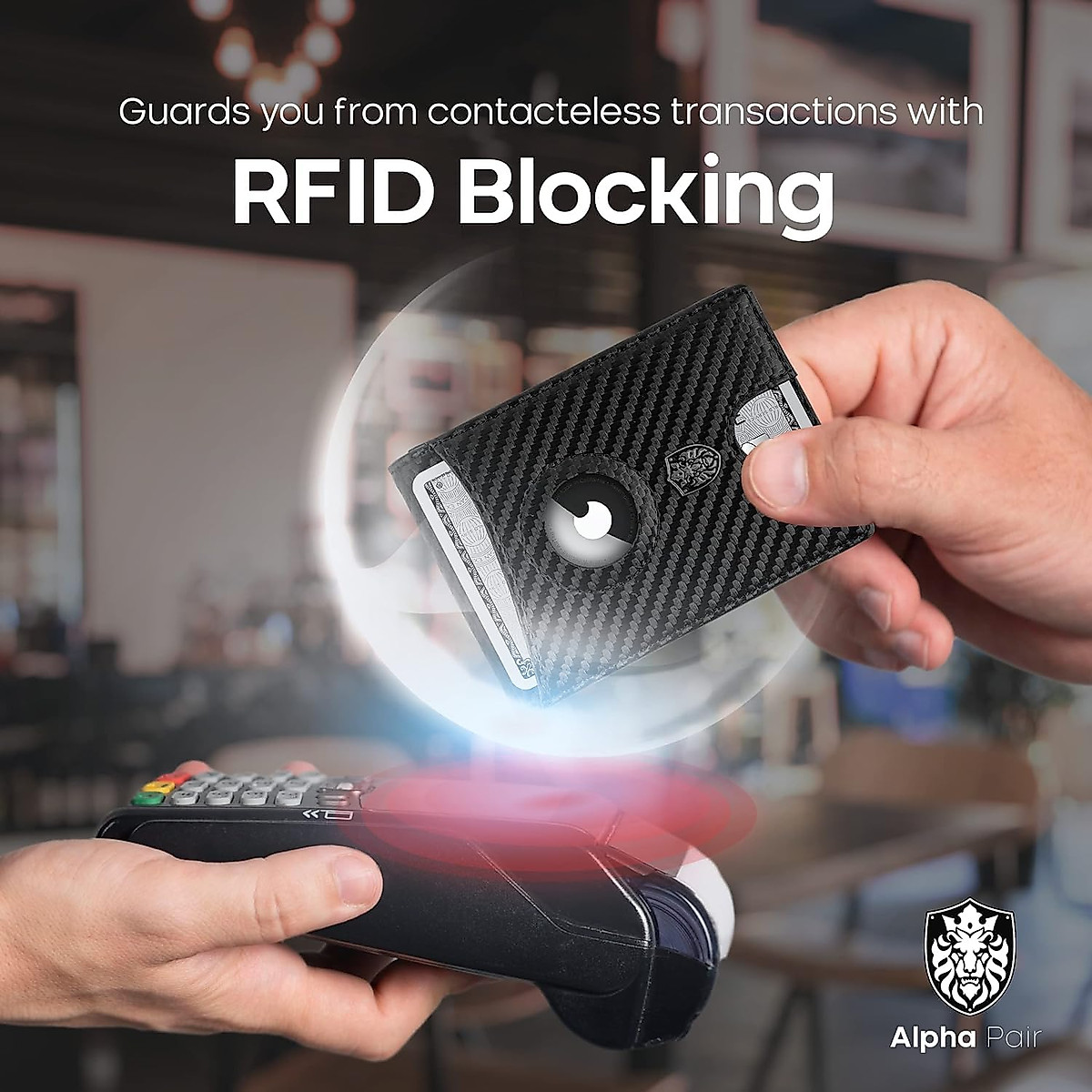 ALPHA PAIR Smart Wallet with Air Tag Holder & Clip - Minimalist Bifold RFID Blocking Wallet - Airtag Wallet Men with Money Clip - Wallet with Airtag Holder - Men Wallet with Airtag