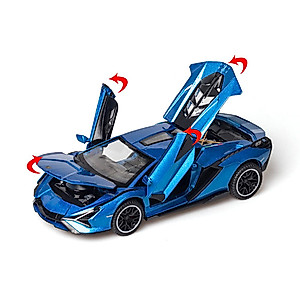 1:32 Scale Sian FKP37 Model Car Zinc Alloy Diecast Car Toys for Kids, Pull Back Toy Car Vehicle with Sound and Light Door Opening Birthday Gift for Boys Toddlers (Blue)