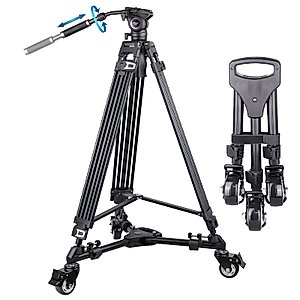 Video Tripod with Heavy Duty Tripod Dolly ARTCISE Professional Heavy Duty Tripod for DSLR Cameras Video Camcorders, Load Capacity Up to 20 Pounds …