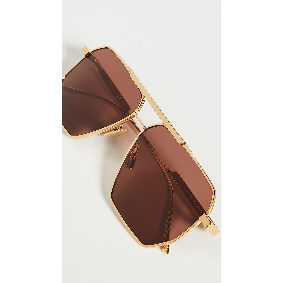 Bottega Veneta Geometric Navigator Sunglasses, Gold/Gold/Brown, One Size
