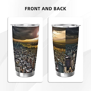 Evealyn York City Sunset Picture Printed 20 Oz Tumbler Insulated Tumbler Travel Mug Stainless Steel Cup Coffee Mug With Lids For Home Outdoor Office