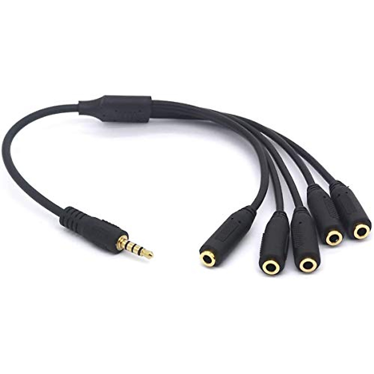 PIIHUSW 3.5mm TRRS Male to 5 TRRS Female Stereo 4-Pole Splitter Cable Converter Headphone Extender
