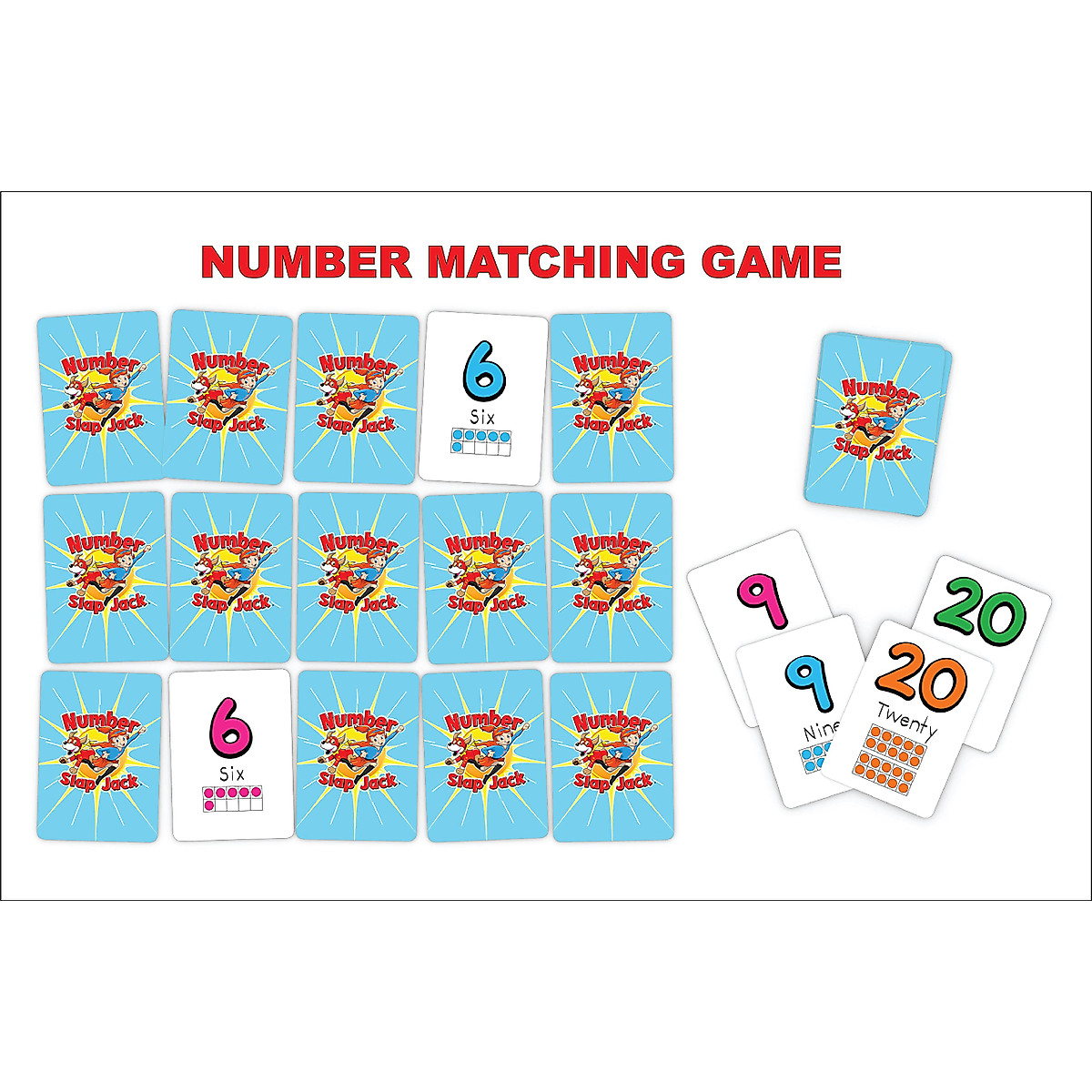 Number Slap Jack a Math Card Game for Kids Ages 4 and Up | The Easy Way to Learn Numbers 0-20 | 4 Fun Ways to Play | Featuring Ten Frames and Operator Cards ,+,-,= | PreK - 1st Grade