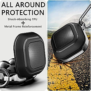 HALLEAST for Galaxy Buds 2 Pro Case 2022/ Galaxy Buds 2 Case 2021/ Galaxy Buds Pro Case 2021/ Galaxy Buds Live Case 2020, TPU Cover Metal Alloy Carrying Case with Carabiner, Black Graphite