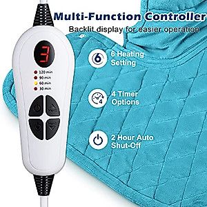 Weighted Heating Pad for Neck and Shoulder - Large Electric Heated Pad, Fast-Heating Super Soft Fabric Heating Pad for Cramps, Back Pain Relief, Fathers Mothers Day Gifts for Women, Men, Auto-Off