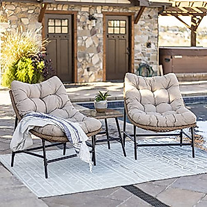 Papasan Scoop Outdoor Patio Chairs, Set of 2 - Natural