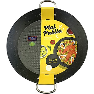 ACTIV CUISINE Paella Pan, 14 Inch Stainless Steel Paella Pan, Non-stick Coating, Seafood and Meat for 6 Servings, Cooking Pan Suitable for All Cooktops Including Induction, 36 CM