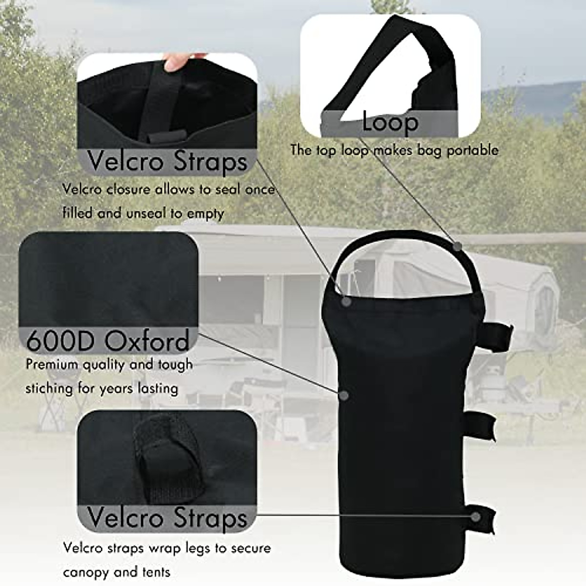 Gardzen Canopy Weights Sand Bags, Sandbags for Weight, Tent Weight Bags Set of 4 for Camping Canopy, Outdoor Patio Shelter Umbrellas