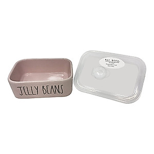 Rae Dunn by Magenta Ceramic Easter Container with vented lid (6.5 x 5 x 2.5) (Small Rectangle (6.5 x 5x 2.5), Jelly Beans/Pink)