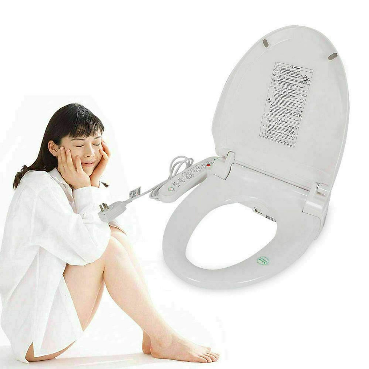 DENESTUS Upgraded Smart Electric Toilet Seat Auto Deodorization Warmer Dual Nozzles Fast Self Cleaning Bidet Cover Adjustable Temperature Janpan Style Fit Summer and Winter Professional Kits