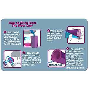 Wow Cup for Kids Original 360 Sippy Cup, Pink with Blue Lid, 9 oz