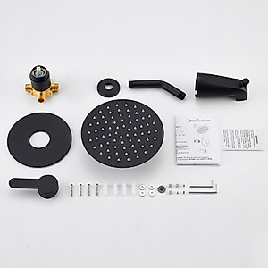 Holispa Tub Shower Faucet, Matte Black Shower Faucet Set with 8-Inch Rainfall Shower Head and Tub Spout, Shower Tub Faucet Set Complete (Included Shower Valve), Tub Shower Trim Kit, Matte Black