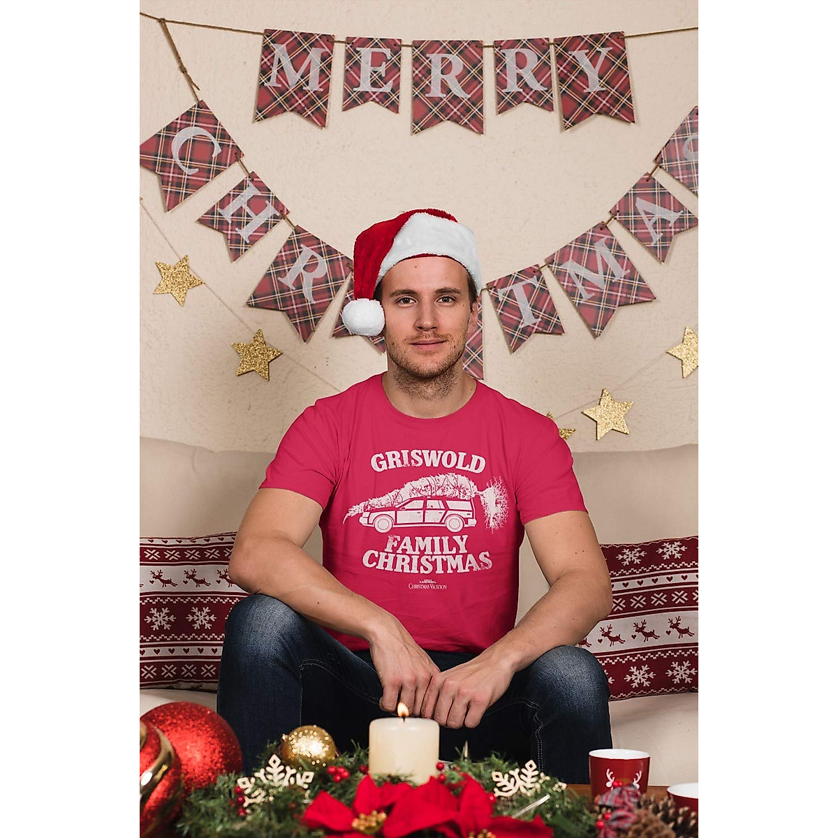 Ripple Junction National Lampoon's Christmas Vacation Adult Unisex Griswold Fam Xmas Light Weight 100% Cotton Crew T-Shirt XL Red