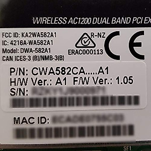 D-Link PCI Express Wireless Adapter Card AC1200 Dual Band Gigabit Ethernet Network Wi-Fi PCIe Desktop (DWA-582)