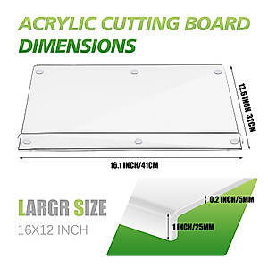 LPZXH Acrylic Cutting Board with Counter Lip, 2024 Upgraded Thicker Clear Cutting Boards, 17X13 Inch Large Non-Slip Cutting Board for Kitchen Countertop Protection, Perfect Kitchen Gadgets & Gifts
