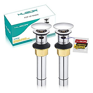 KUZOR 2 PCS Bathroom Sink Drain Assembly Pop Up Drain with Overflow Stainless Steel Chrome for Vessel Vanity with Detachable Built-in Anti-Clogging Strainer