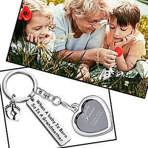 Baby Reveal Gift For Mom Grandma to Be Picture Frame Keychain When a Baby is Born So Is A Grandmother Keychain Baby Announcement Gift for New Grandma (silver)