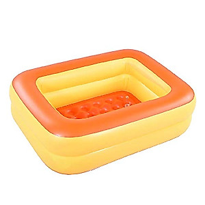 HIWENA Inflatable Kiddie Pool, 45" x 35" X 14" Orange Kids Swimming Pool Summer Water Fun Bathtub with Inflatable Soft Floor