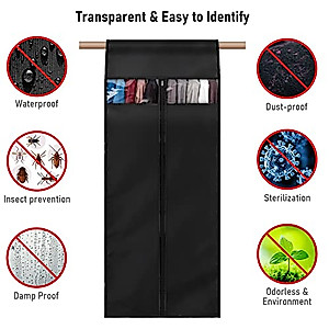 MuChoney Garment Bag Black Extra Large (XL 24x20x47" ) Storage bag for clothes Long-term storage Jacket clothes Protection from dust
