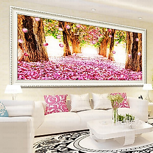 tomungs Large 5d Diamond Painting Kits for Adults Full Drill Cherry Blossom Flower Tree Paint by Diamonds DIY Round gem Paintings Pack 3D Diamond Painting Bead Art kit Size 130 X 50 cm