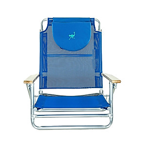 Ostrich South Beach Sand Chair, Beach Reclining Lawn Chair w/Carry Strap, Outdoor Furniture for Pool, Camping, or Backyard, Blue