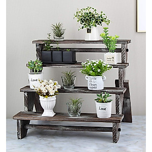 J JACKCUBE DESIGN Rustic Wood Display Stand, 4 Tier Cupcake Stand Stair Shelf, Portable Display Riser, Included Bag for Storage, Decorative Dessert Stand - MK578A