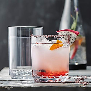 Drinique Elite Tumbler Unbreakable Tritan Iced-Tea Glasses, 12 oz (Set of 4), Clear