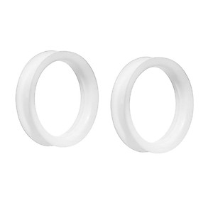 Large Gauge Ear Gauges Tunnels Made Of White Silicone Flexible Pair (1Inch-3/8-35mm)