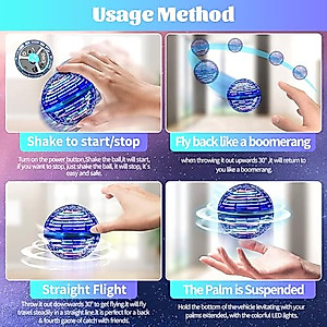 ZEOXUER Flying Ball Toys, 2023 Flying Orb Hover Ball, Cosmic Globe Boomerang, 360° Rotating Cool Fidget Spinner, Mini Drone Flyorb Toy with Built-in RGB Light Gift Safe for 6 7 8 9 10+Kids Adults