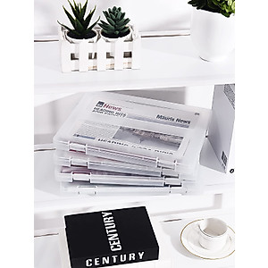 Denkee 4 Pack A4 File Portable Project Case, Plastic Storage Box for 8.5" x 11" Letter A4 Paper, Documents Magazines Paper Protector, Office School Supplies Accessories Storage Organizer Boxes (12.2 x 8.9 x 0.71 in)