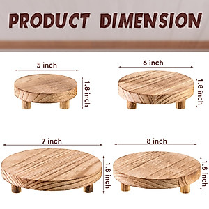 Geetery 4 Pcs Wooden Risers for Display Wood Pedestal Stand Mini Tray Stand Round Wooden Pedestal Holder Rustic Riser for Decor Tiered Tray Decor Home Kitchen, 4 Size(Light Brown)