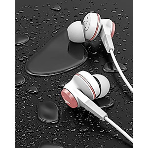 Thore iPhone Earphones (Apple MFi Certified) V120 in Ear Wired Lightning Earbuds (Sweat/Water Resistant) Headphones with Mic/Volume Remote for iPhone 12/13/14 Pro Max - Rose Gold