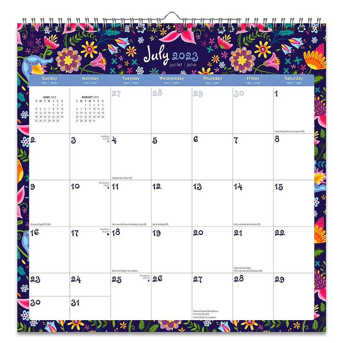 Floral Splendor | 2024 12 x 12 Inch 18 Months Monthly Square Wire-O Calendar | Sticker Sheet | July 2023 - December 2024 | StarGifts | Stationery Planning