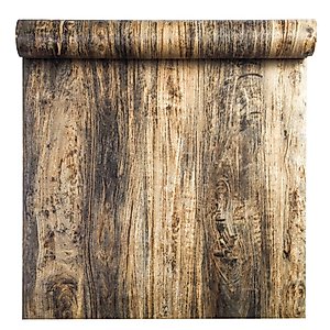 PoetryHome Self Adhesive Distressed Wood Grain Wall Paper for Cabinets Countertop Table Desk Furniture Removable Shelf Liner Wallpaper 15.7x98 Inches