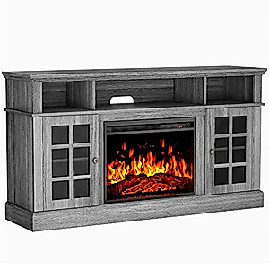 Pipishell Fireplace TV Stand with 23 inch Fireplace for up to 70 inch TVs, Electric Fireplace TV Stand Holds up to 200 lbs, Fireplace Entertainment Center TV Console Table with Open Shelves, PIWFS01G