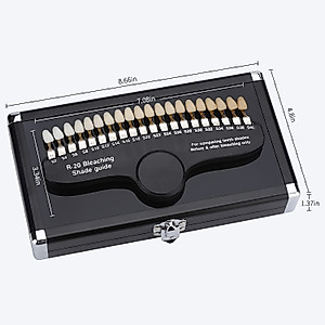 Dental Shade Guide Professional 3D R-20 Tooth Whitening Shade Chart with 20 Colors Teeth Shade Guide with Mirror