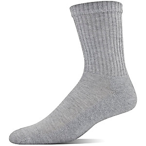 Gildan Men's Polyester Half Cushion Mid-Crew Socks, 12-Pack, Grey, Shoe Size: 6-12